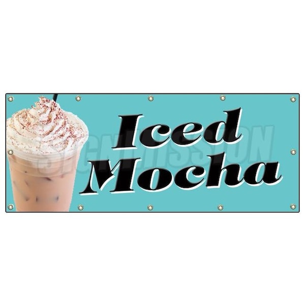 Signmission ICED MOCHA BANNER SIGN coffee signs cold stand drinks B-120 Iced Mocha | Zoro